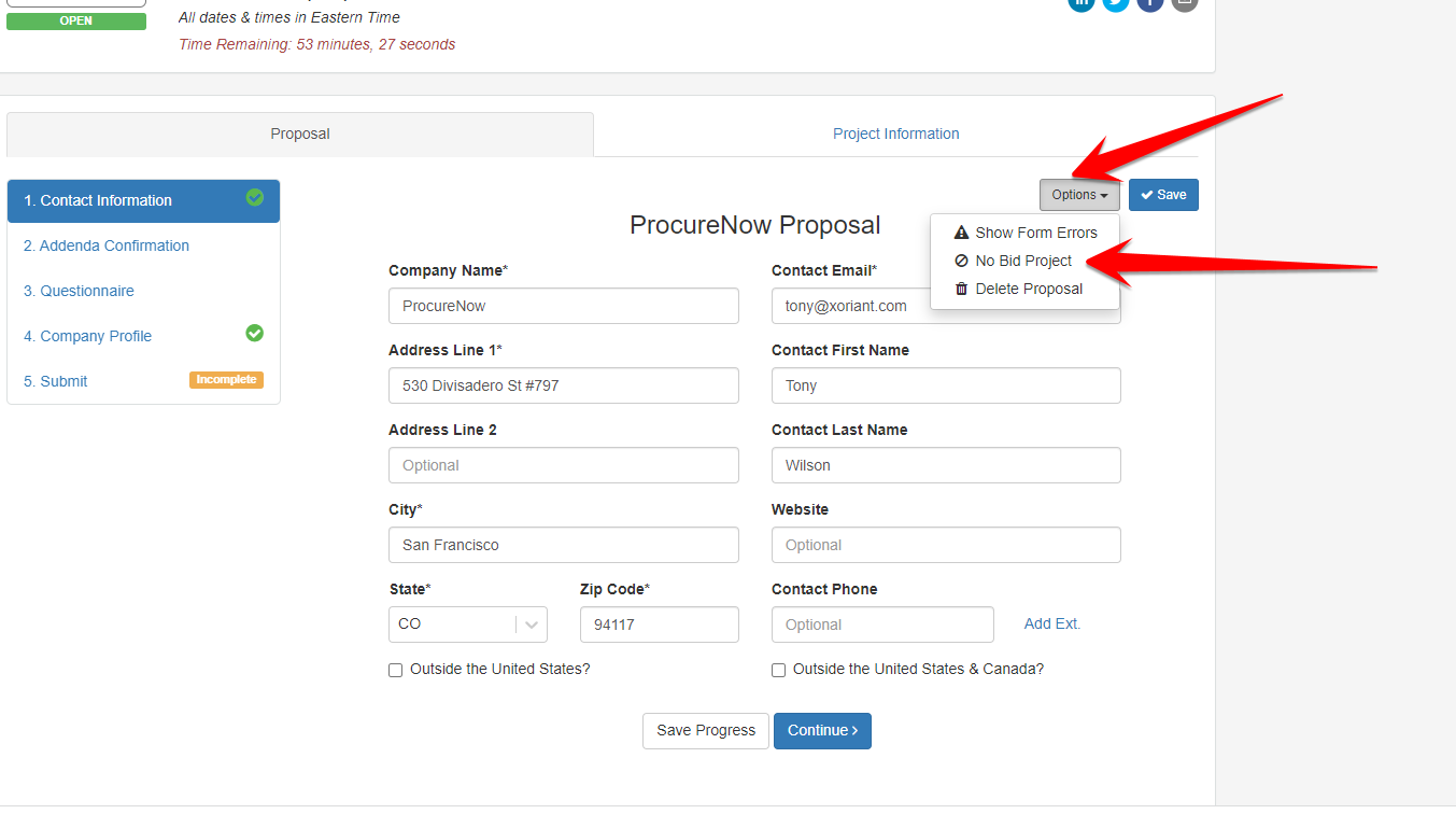 How to Submit a "No Bid"