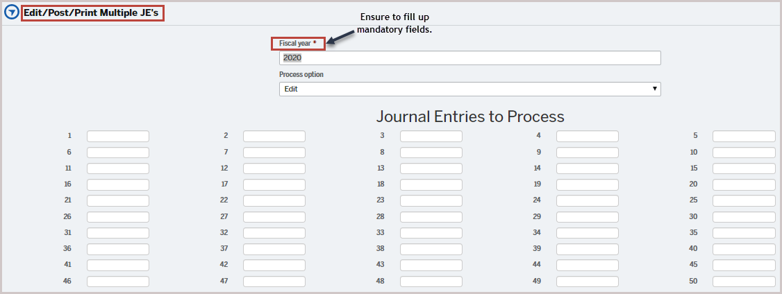 Process Multiple Journal Entries - Screen Overview | Guru