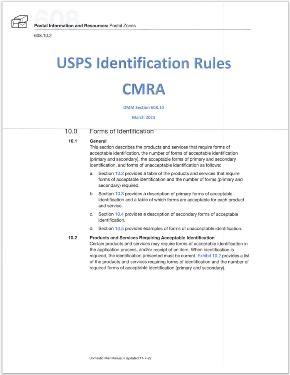 USPS CMRA Identification Rules March 2023 | Guru