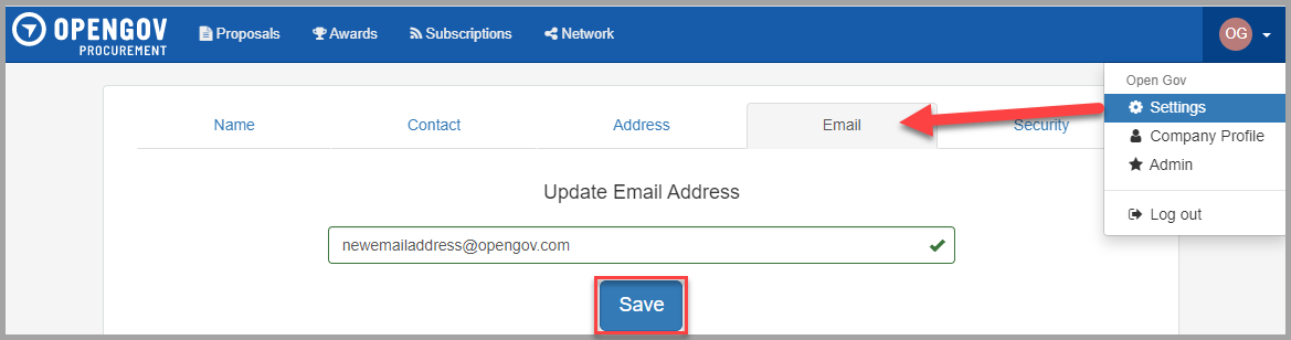 Changing the Account Login Email Address