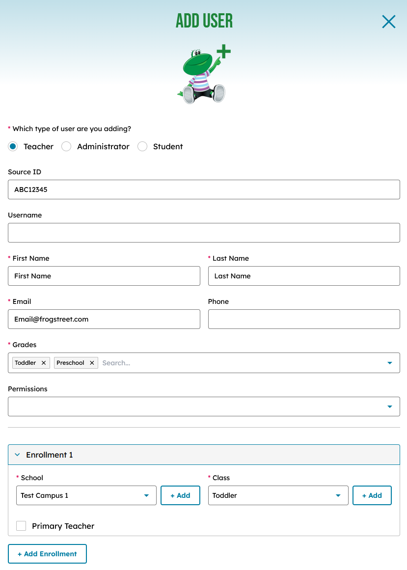 Adding or Removing Teachers or Staff