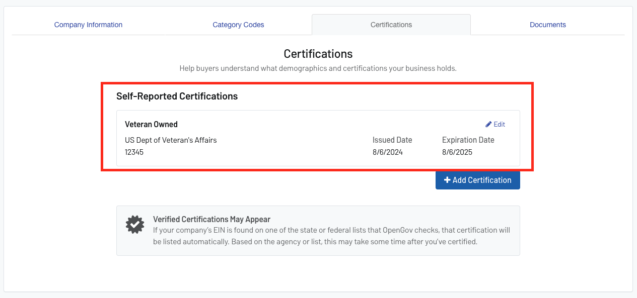 Vendor DBE (Disadvantaged Business Enterprise) Certifications