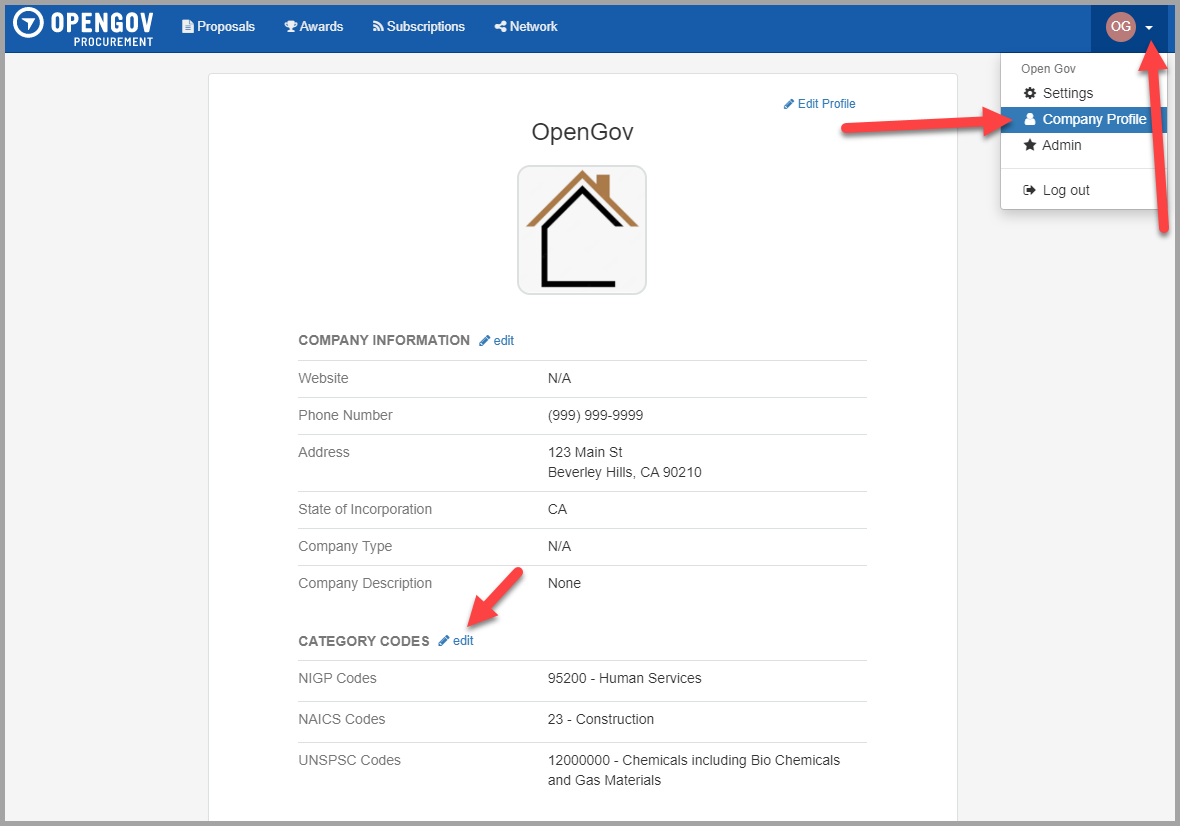 Vendor Selection of Category Codes