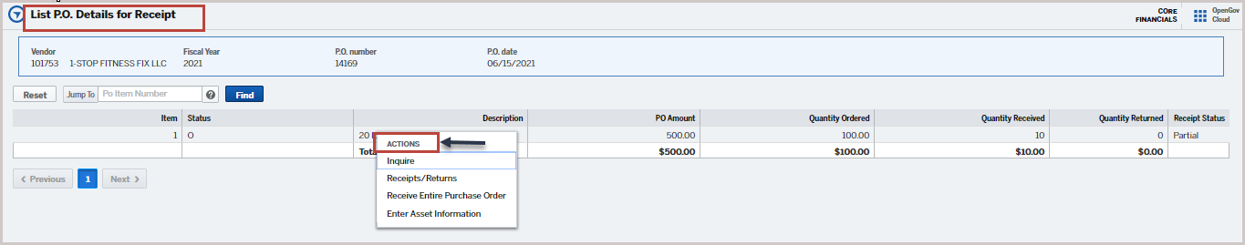 Receipts/Returns - Screen Overview | Guru